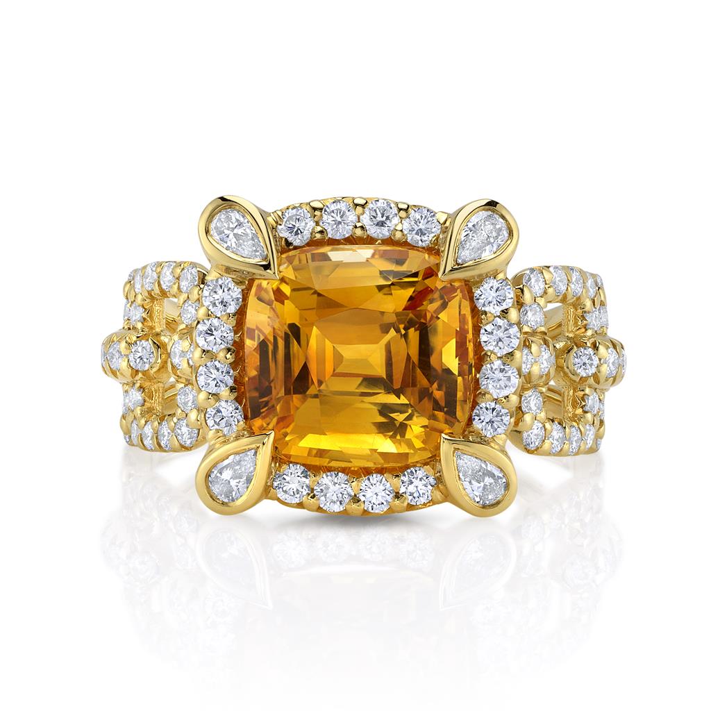 Erica Courtney - Yellow Sapphire, Diamonds and 18K Gold "Buff" Ring ...