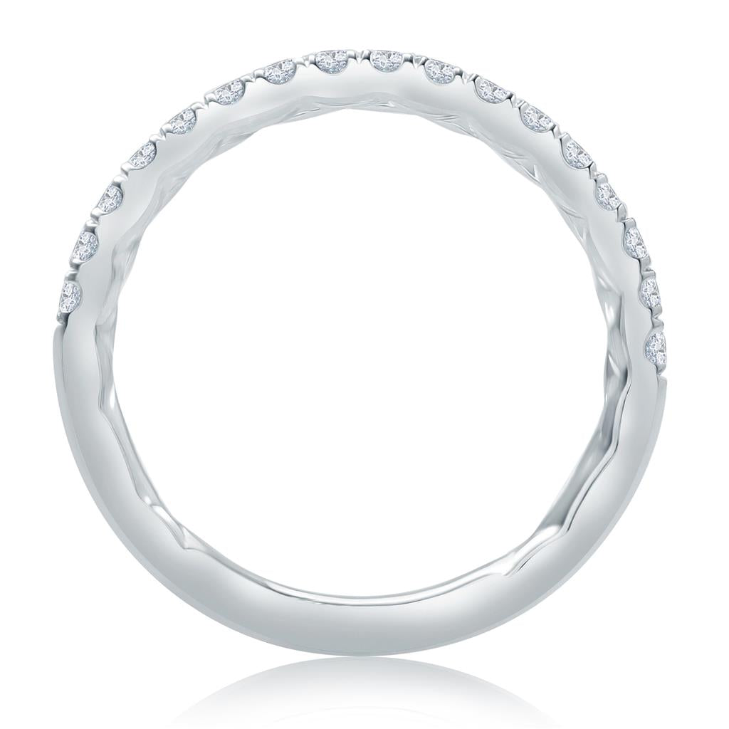 A.Jaffe - Diamond and 18K Gold Ladies Wedding Band With Quilted ...