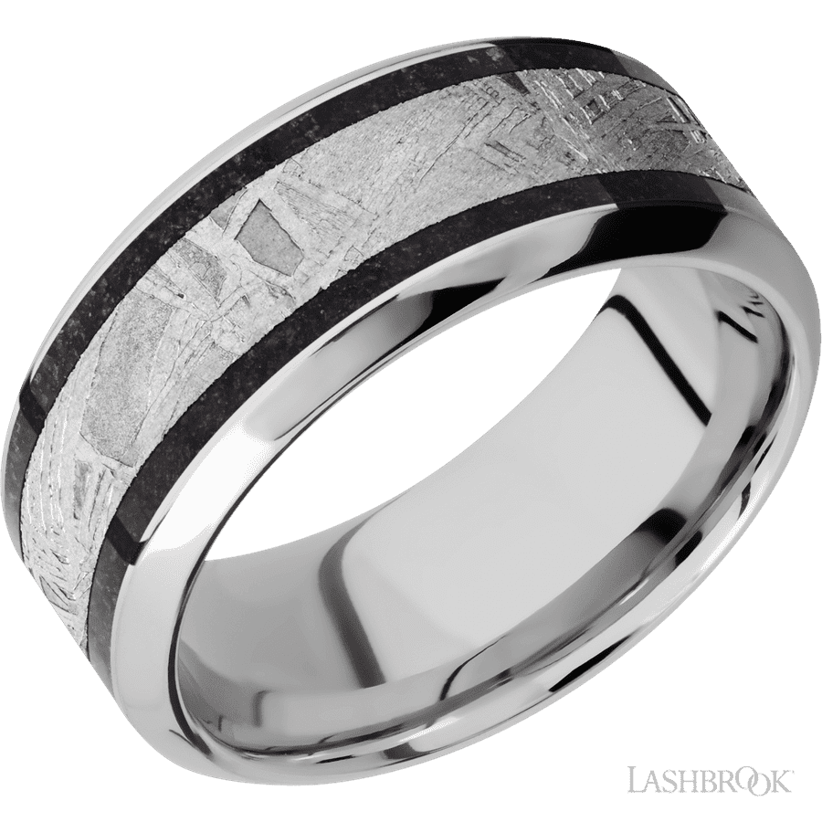 9 mm wide/High Bevel/Cobalt Chrome band featuring inlays of Dinosaur B ...