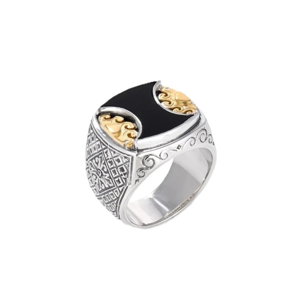 Konstantino - Black Onyx, Sterling Silver and 18K Gold "Hydra" Ring ...