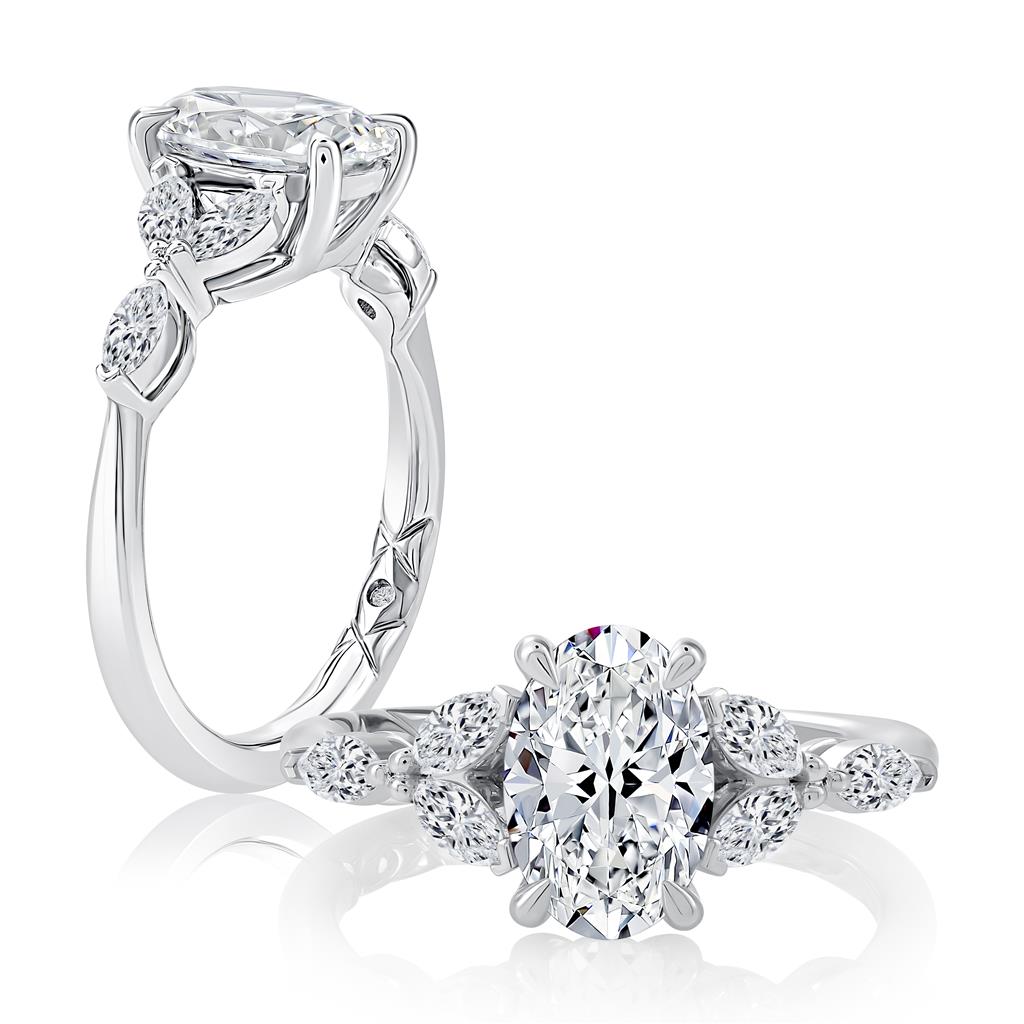 A.Jaffe - Diamond and 18K Gold Floral Inspired Semi-Mount Engagement ...