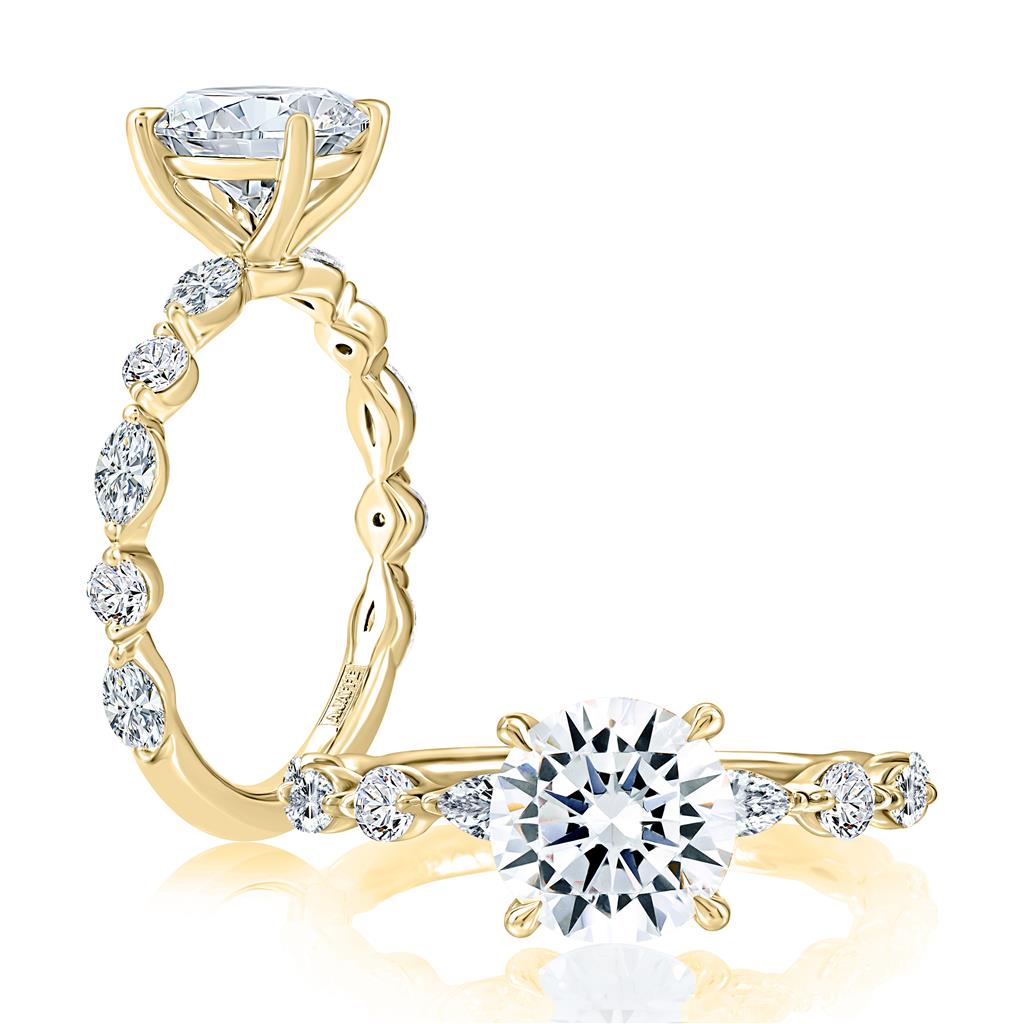 A.Jaffe - Diamond and 18K Gold Semi-Mount Engagement Ring With ...