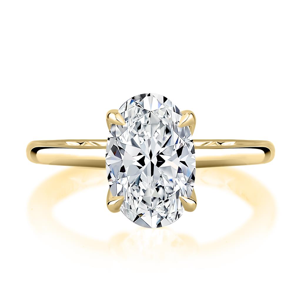A.Jaffe- Diamond and 18K Gold Solitaire Semi-Mount Engagement Ring With ...