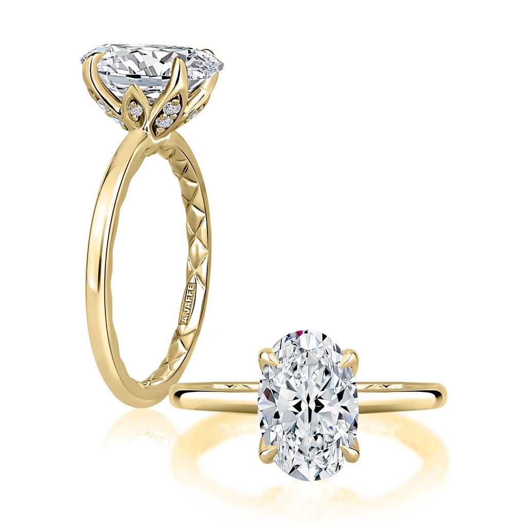 A.Jaffe- Diamond and 18K Gold Solitaire Semi-Mount Engagement Ring With ...