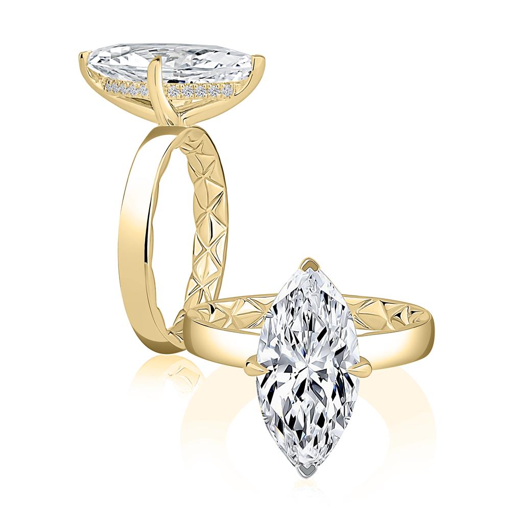 A.Jaffe- Diamond and 18K Gold Solitaire Semi-Mount Engagement Ring with ...