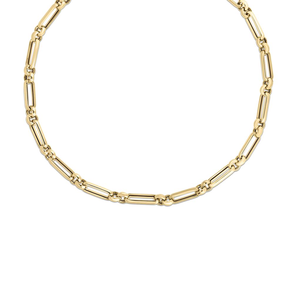 Roberto Coin- 18K Gold Mixed Link 18" Chain Necklace – McCaskill & Company