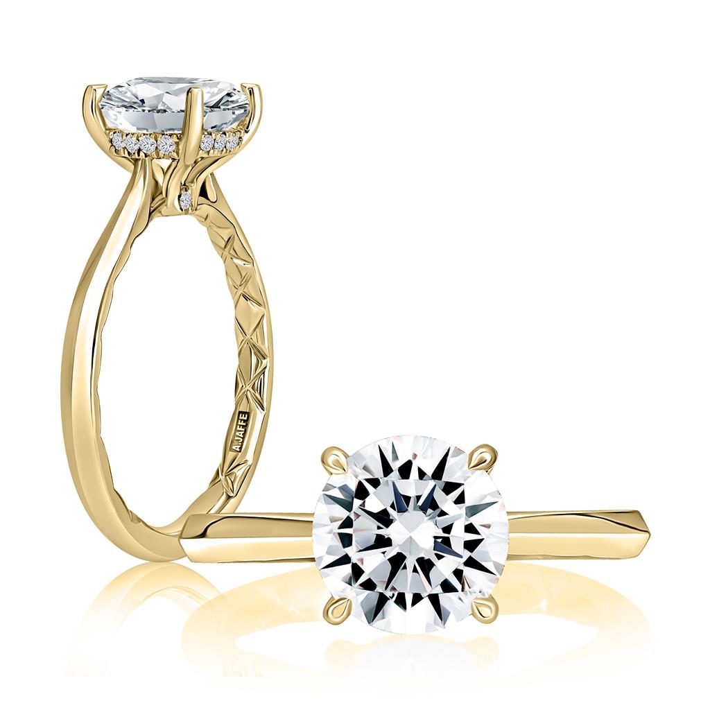 A.Jaffe- Diamond and 18K Gold Solitaire Semi-Mount Engagement Ring with ...