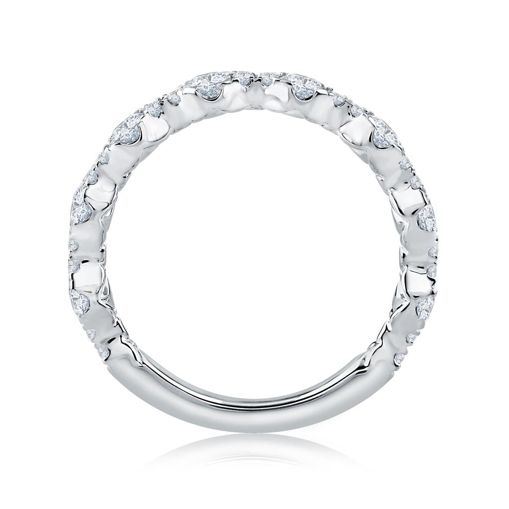 A.Jaffe - Diamond and 18K Gold Floating Bubble Ladies Wedding Band With ...