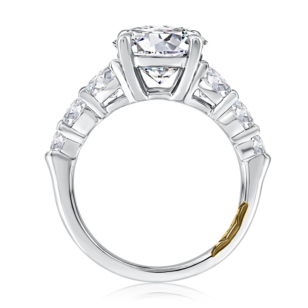 A.Jaffe - Diamond and 18K Gold 7 Stone Diamond Semi-Mount Engagement ...